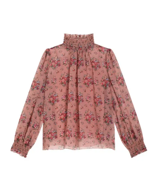 Dolce & Gabbana Smocked Floral-print Top