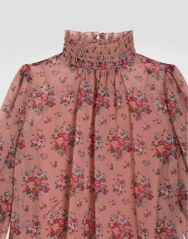 Dolce & Gabbana Smocked Floral-print Top
