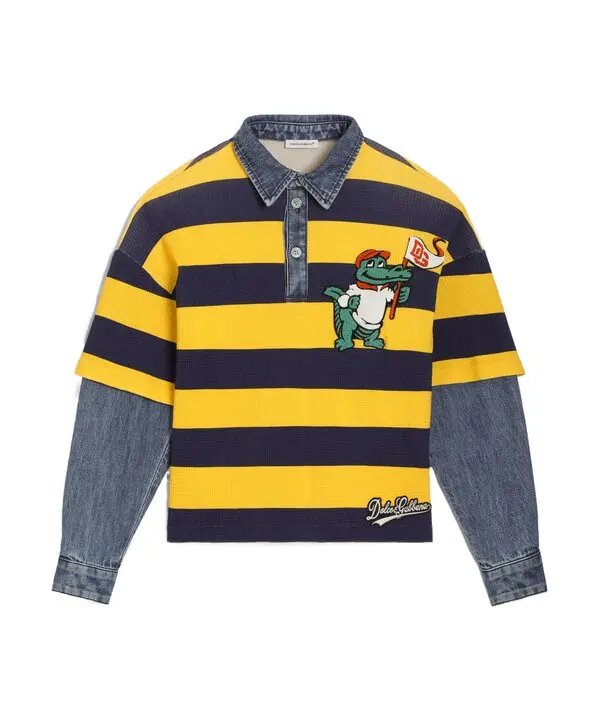 Dolce & Gabbana Striped Cotton Polo Shirt With Patch