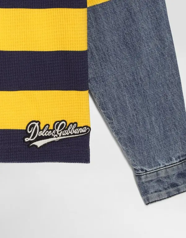 Dolce & Gabbana Striped Cotton Polo Shirt With Patch