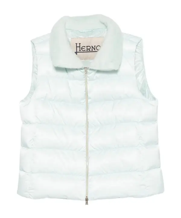 Herno Quilted Faux-fur-trim Gilet - Mint Green