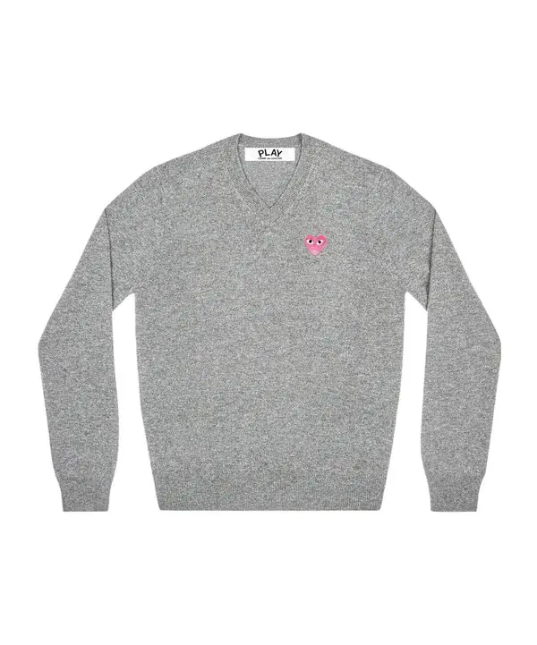 Play Comme Des Garcon Heart-pattern V-neck Sweater