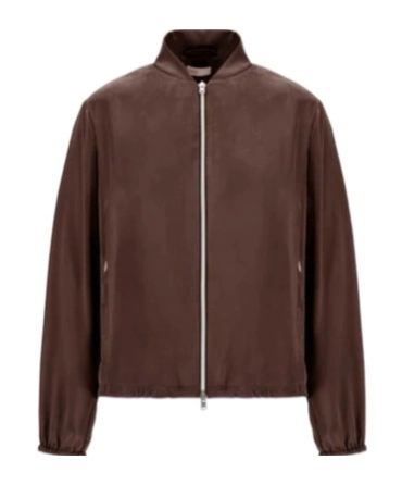 Herno Resort Bomber Jacket In Extra-fine Satin - Dark Chocolate