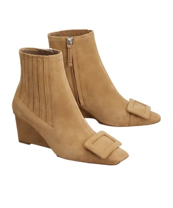ROGER VIVIER Belle Vivier Wedge Booties In Suede