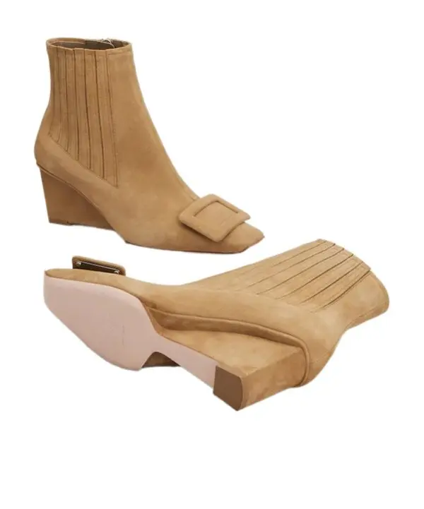 ROGER VIVIER Belle Vivier Wedge Booties In Suede