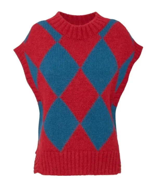 La DoubleJ Argyle Intarsia-knit Vest