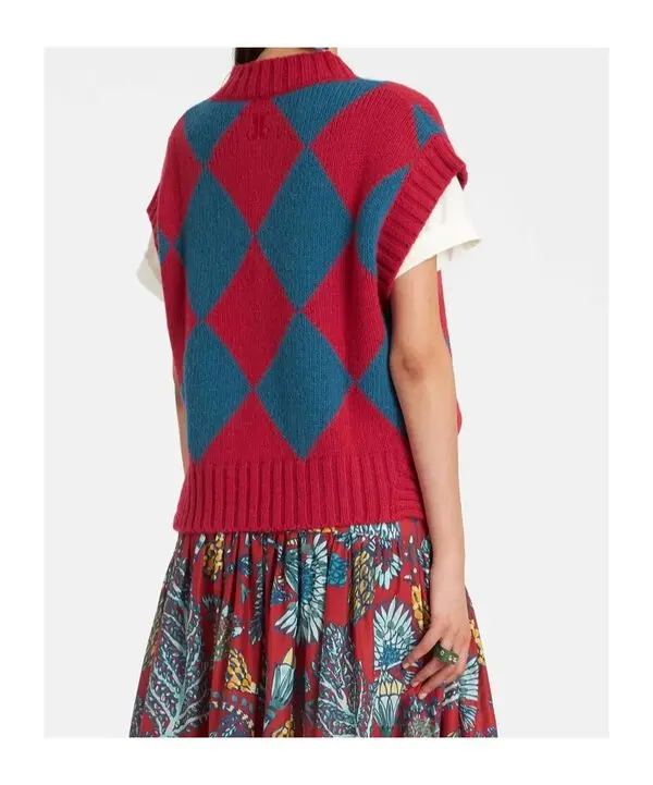 La DoubleJ Argyle Intarsia-knit Vest