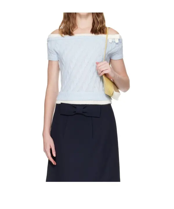SHUSHU/TONG Off-shoulder Cable-knit Top