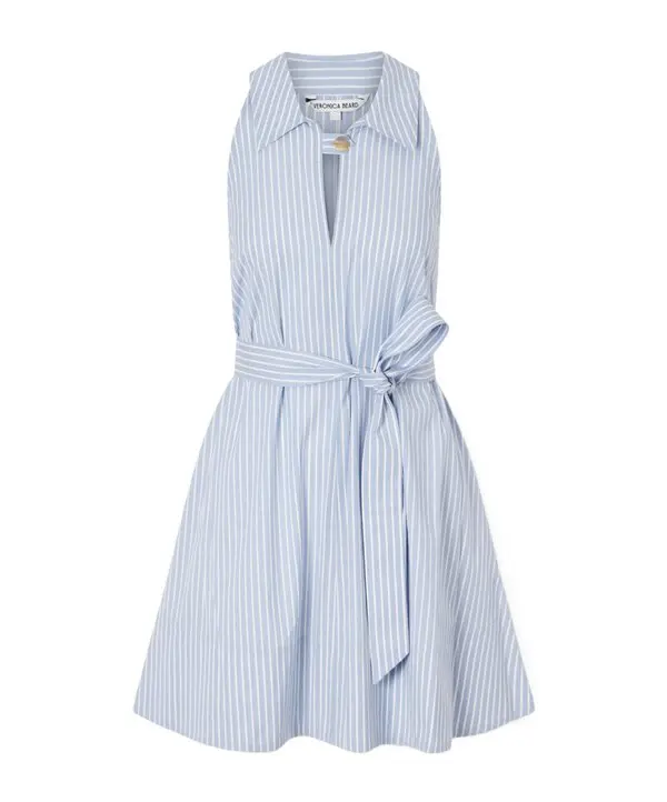Veronica Beard Florenz Belted Striped Mini Dress