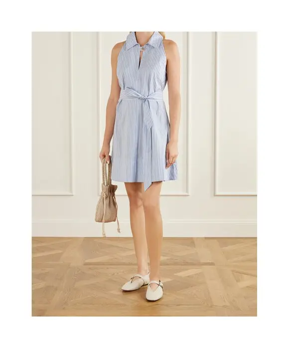 Veronica Beard Florenz Belted Striped Mini Dress