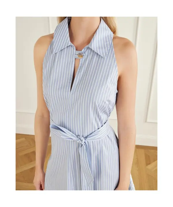Veronica Beard Florenz Belted Striped Mini Dress