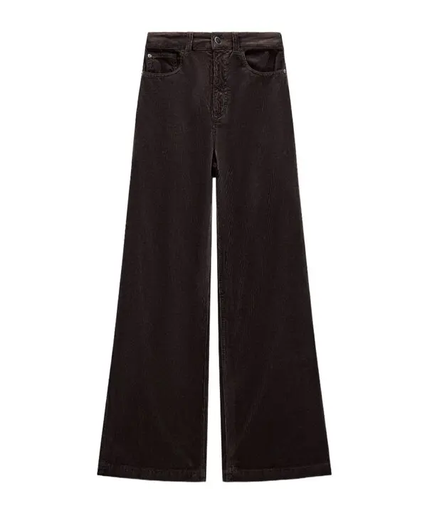 Emporio Armani Wide-leg Five-pocket Trousers In Garment-dyed Corduroy - Brown