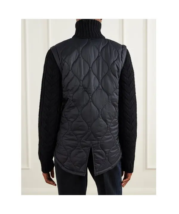 Veronica Beard Patra Padded Cable-knit Wool-blend And Quilted Shell Jacket - Black
