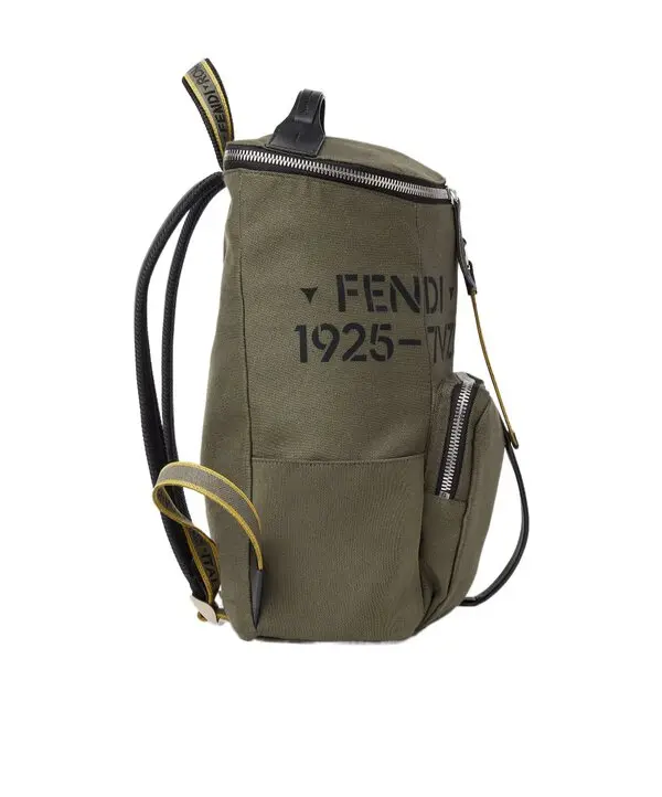 Fendi Tourist Logo Canvas Backpack - Green