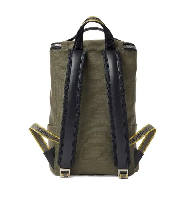 Fendi Tourist Logo Canvas Backpack - Green