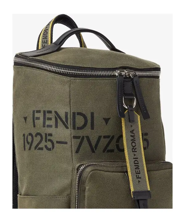 Fendi Tourist Logo Canvas Backpack - Green