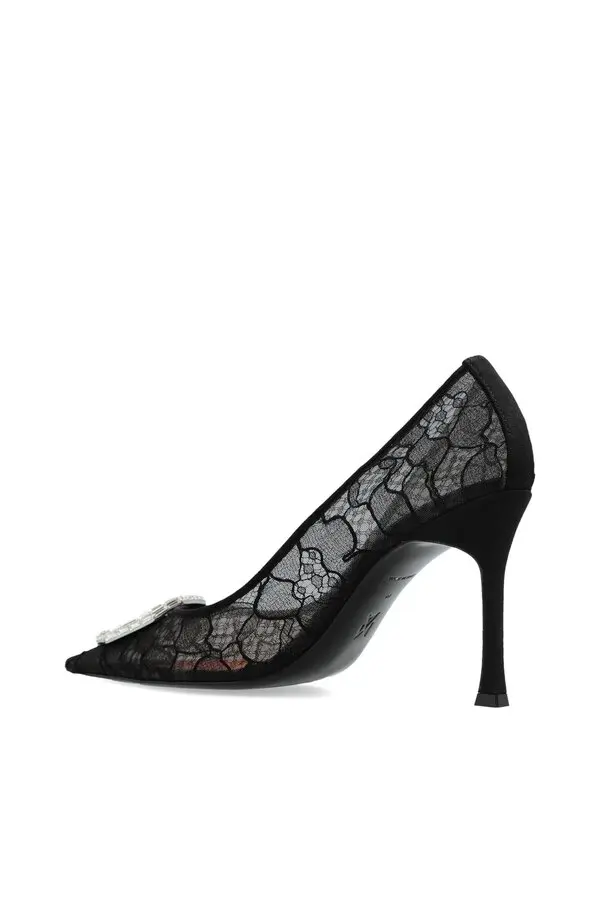 Amina Muaddi Camellia Crystal-buckle High-heeled Shoes