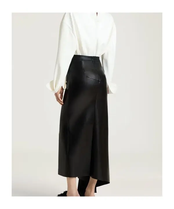 Givenchy Slashed Long Skirt In Leather