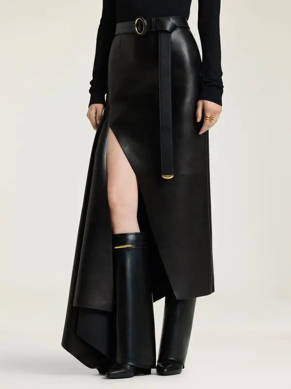 Givenchy Slashed Long Skirt In Leather