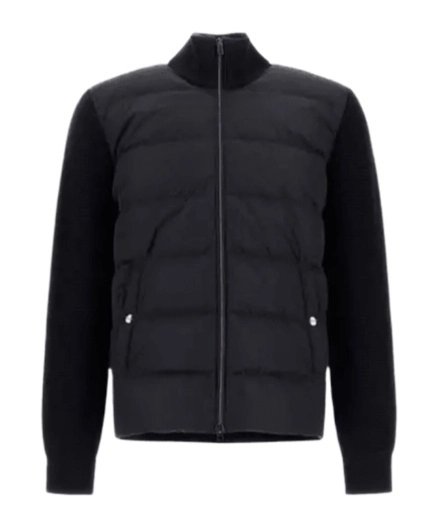 Herno Down Jacket With Knitted Sleeves - Bleu