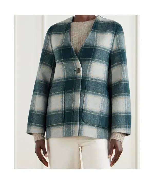 Varley Alderton Scarf-detailed Checked Wool-blend Coat