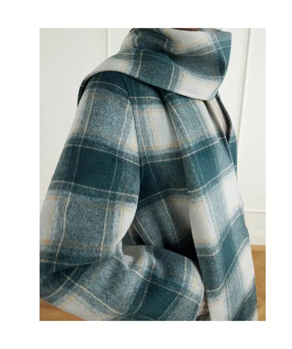 Varley Alderton Scarf-detailed Checked Wool-blend Coat