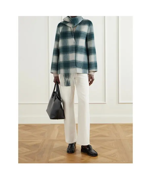 Varley Alderton Scarf-detailed Checked Wool-blend Coat