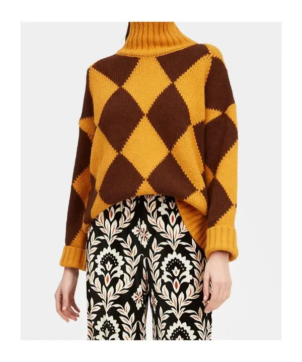 La DoubleJ Argyle Roll-neck Jumper