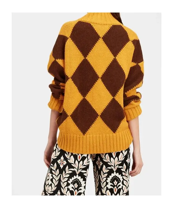 La DoubleJ Argyle Roll-neck Jumper