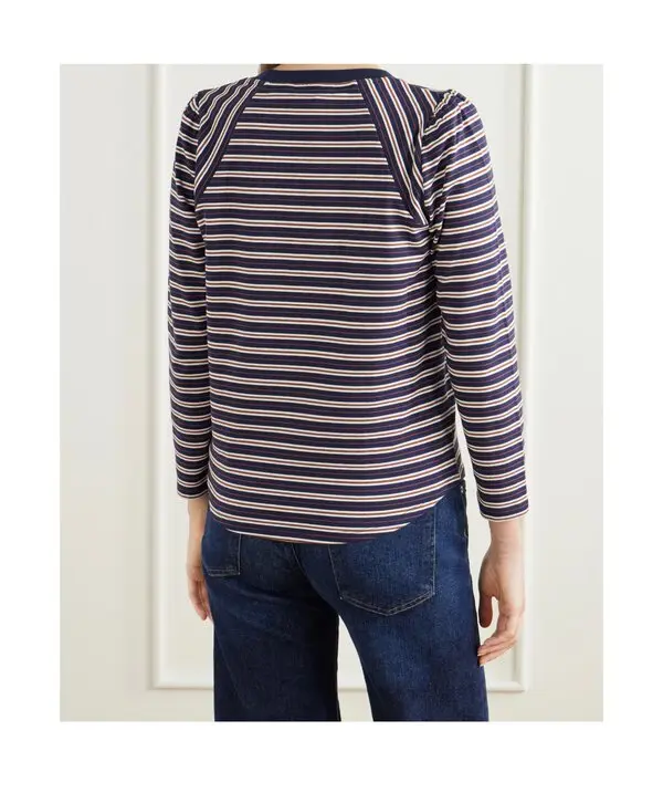 Veronica Beard Mason Baseball Striped Cotton-blend Jersey T-shirt