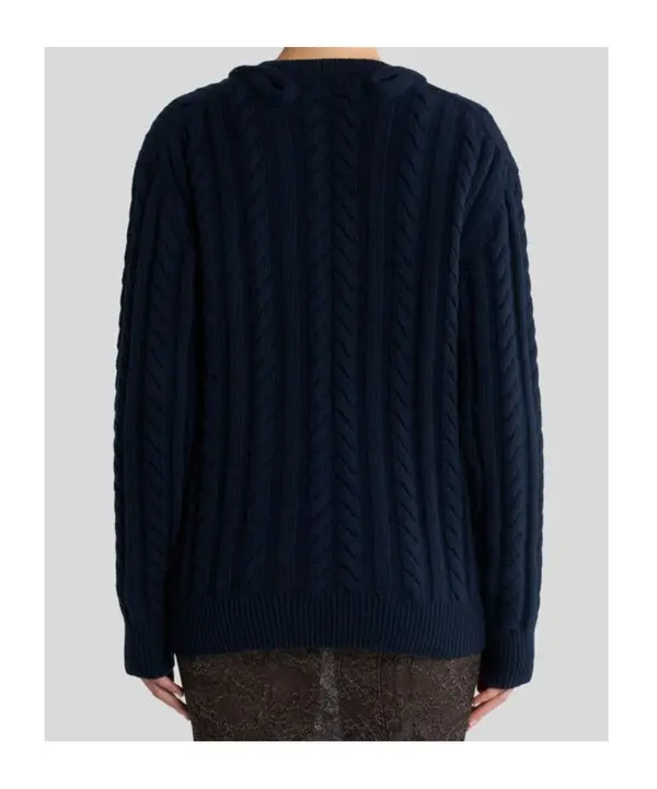 Etro Ribbed Wool-blend Sweater With Woven Detailing