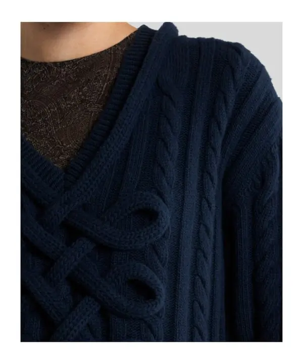 Etro Ribbed Wool-blend Sweater With Woven Detailing