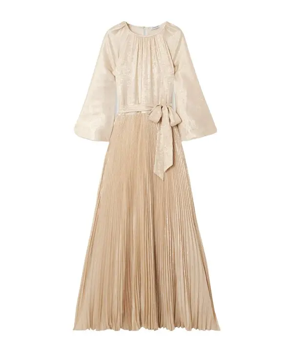 Simkhai Varenya Pleated Belted Maxi Dress