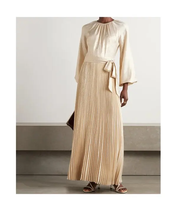 Simkhai Varenya Pleated Belted Maxi Dress