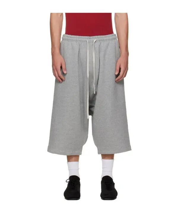 ENTIRE STUDIOS Drop Fleece Drawstring Shorts - Grey