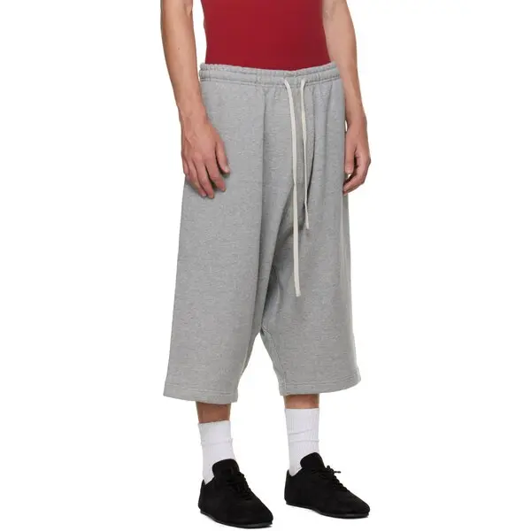 ENTIRE STUDIOS Drop Fleece Drawstring Shorts - Grey