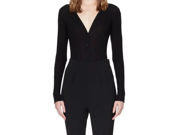 MUGLER Knitted Button-front Bodysuit