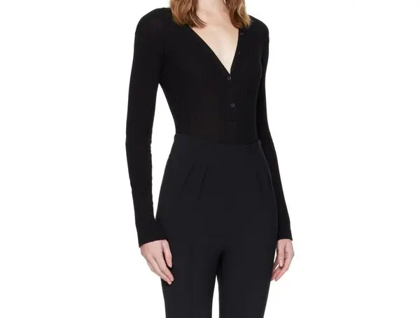 MUGLER Knitted Button-front Bodysuit