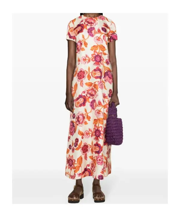 La DoubleJ Floral-print Silk Swing Dress