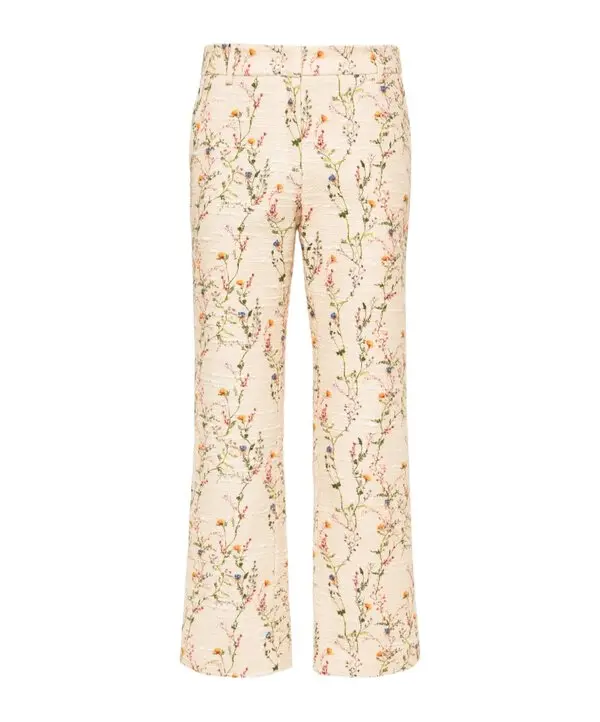 La DoubleJ 24/7 Floral Straight-leg Trousers - Sand Beige