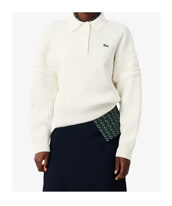 Lacoste Ribbed-knit Long-sleeve Polo Shirt