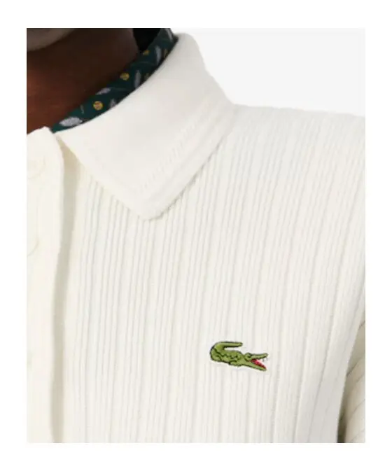 Lacoste Ribbed-knit Long-sleeve Polo Shirt