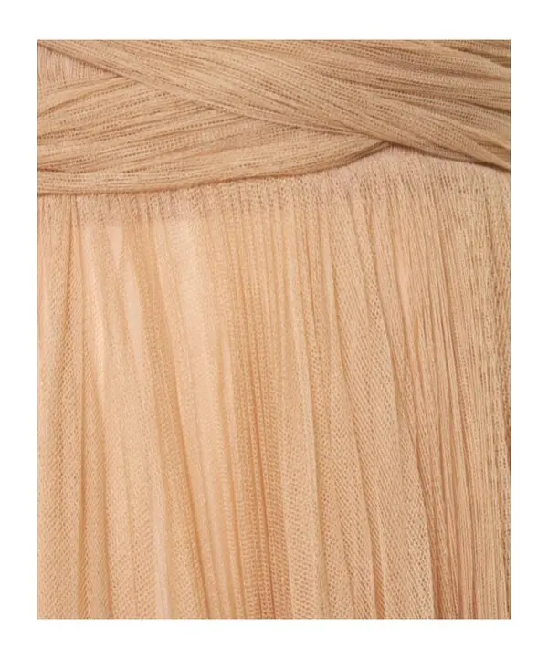 MARIA LUCIA HOHAN Pleated Tulle Midi Dress W/ Low Back