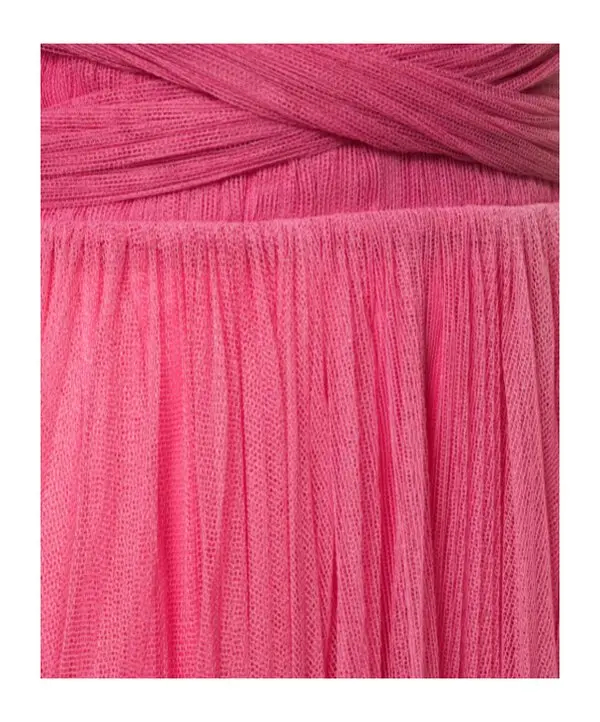 MARIA LUCIA HOHAN Pleated Tulle Midi Dress W/ Low Back