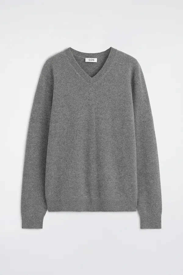 Cos Cashmere V-neck Sweater - Gray