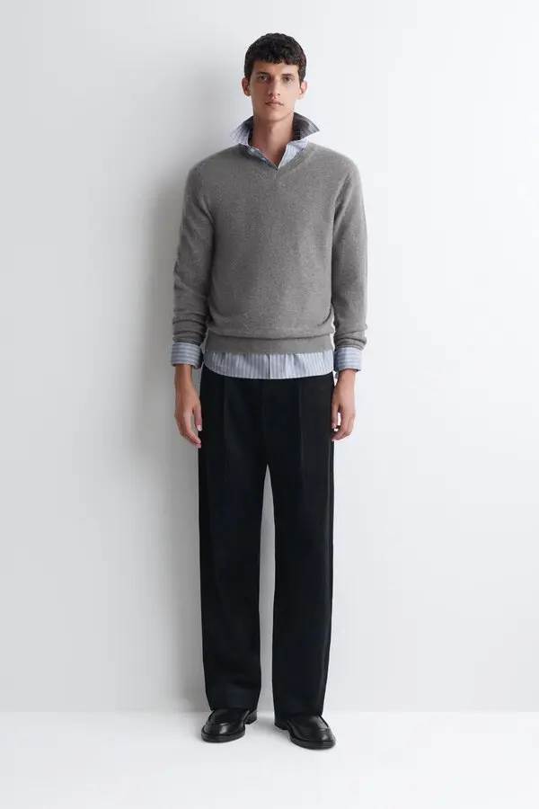 Cos Cashmere V-neck Sweater - Gray