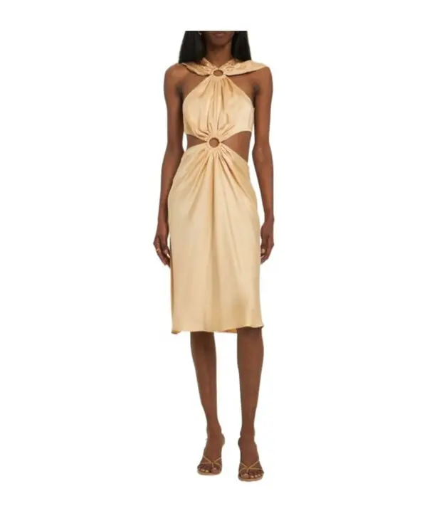 Stella McCartney Key Hole Cutout Satin Midi Dress