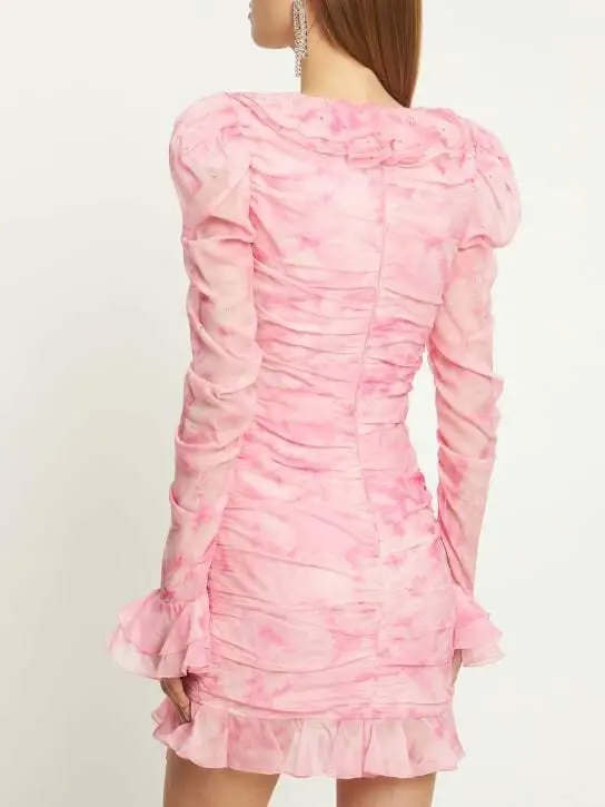 Alessandra Rich Embellished Silk Georgette Mini Dress