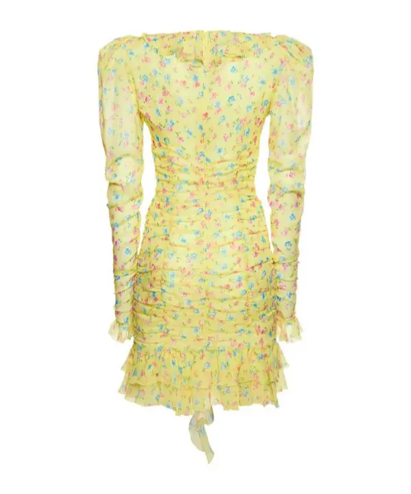 Alessandra Rich Floral Printed Silk Georgette Mini Dress