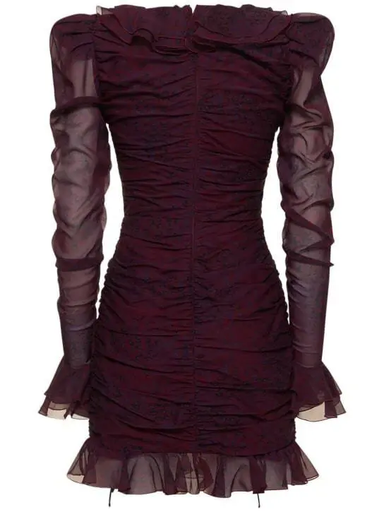 Alessandra Rich Leopard Print Silk Georgette Mini Dress